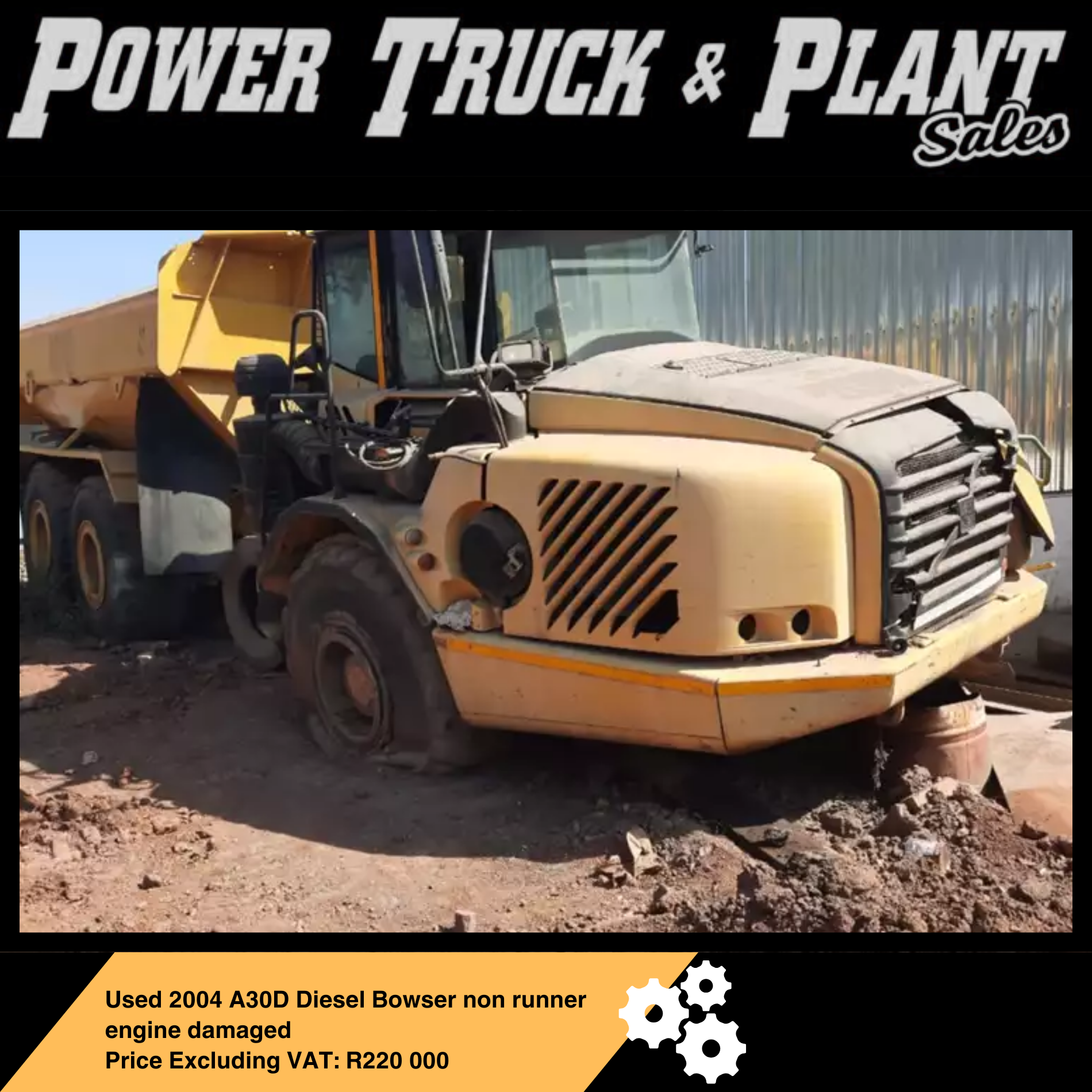 2004 VOLVO A30D DIESEL BOWSER - NON RUNNER ENGINE DAMAGED – Power Truck ...